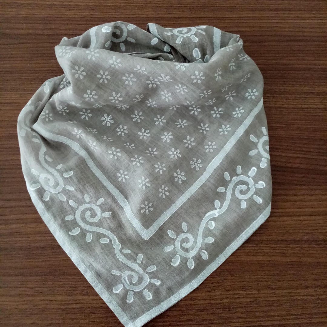 Boho Beige Bandana, Paisley Design, Cotton Bandana, Unique Gifts, - Etsy