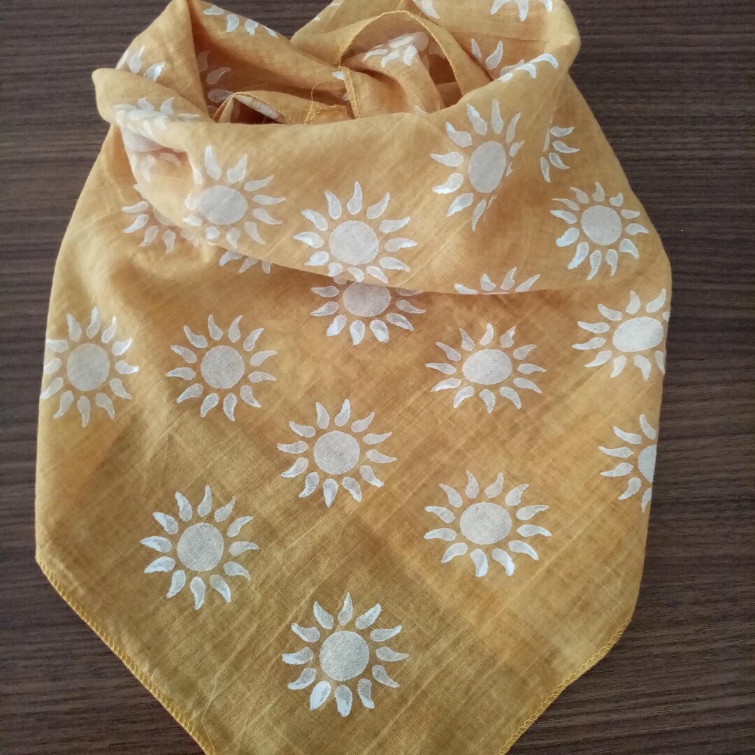 Cotton Sun Bandana, Sun Shine Print, Cotton Bandana, Yellow Headband ...