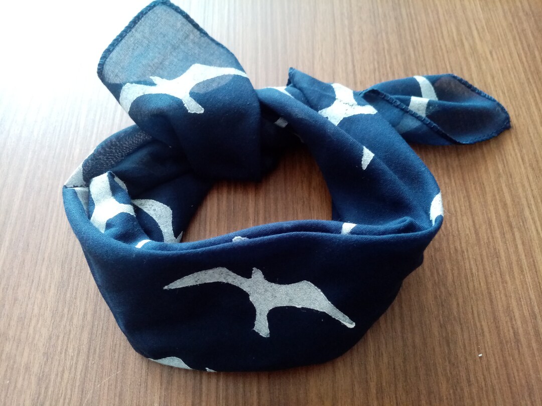 Navy Blue Bandana for Men, Sea Theme Headbands, Summer Bandanas, Hand ...