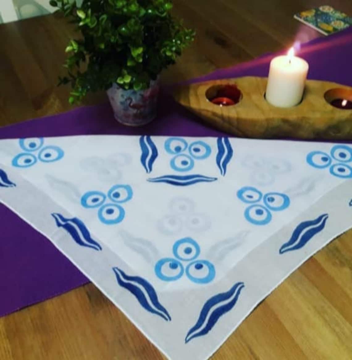 Chintamani Bandana,blue White Cotton Bandana, Spiritual Accessories ...