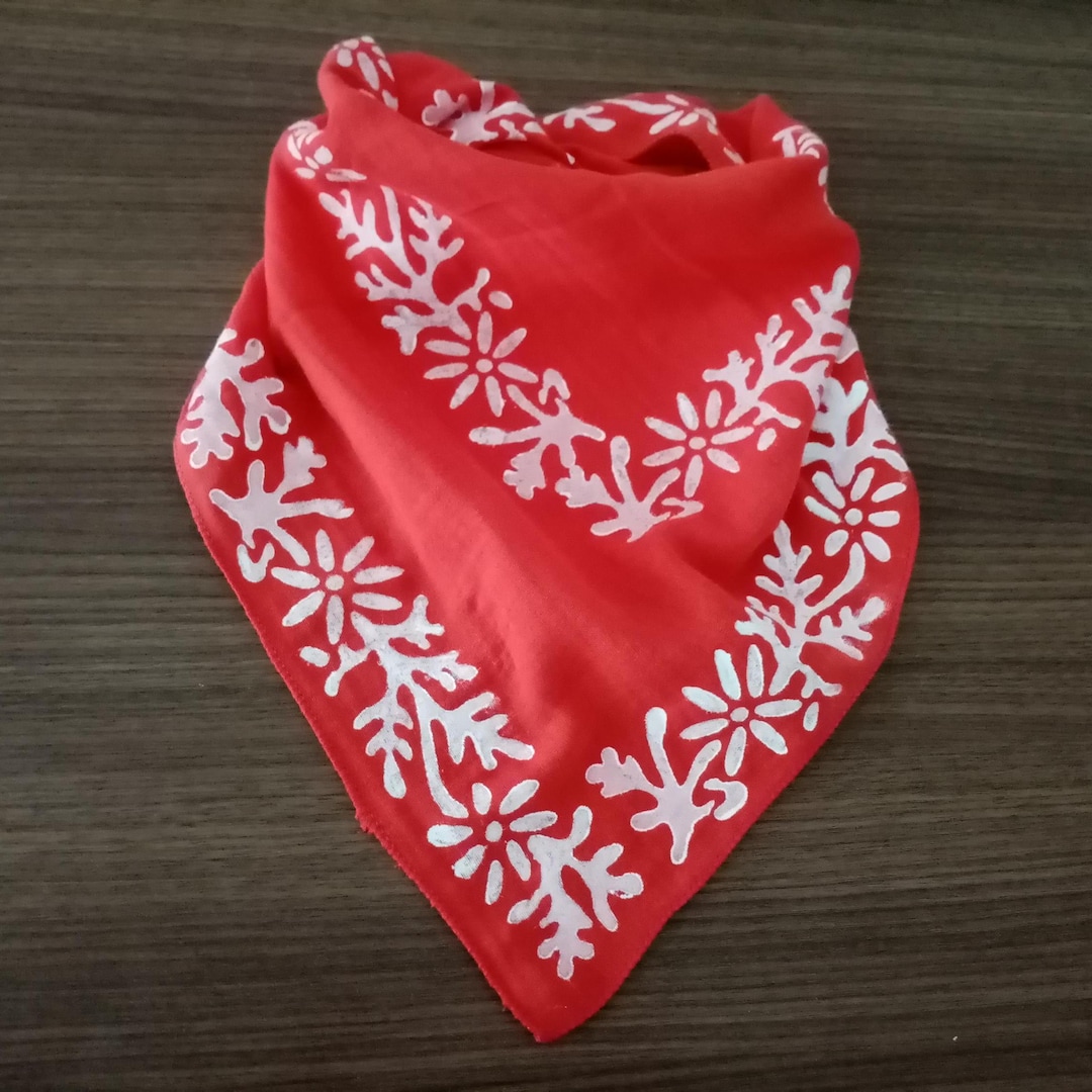 Red Cotton Bandana for Women, Red Boho Accessories, Red Small Neck ...