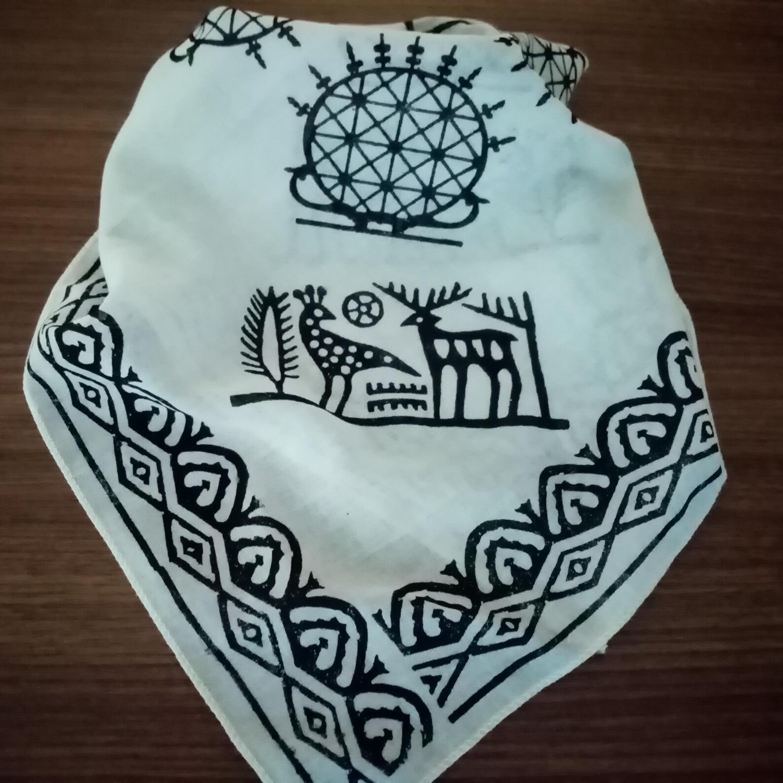 Anatolian Motif Bandana, Hittite Ethnic Pattern, Cotton Cream Bandana ...