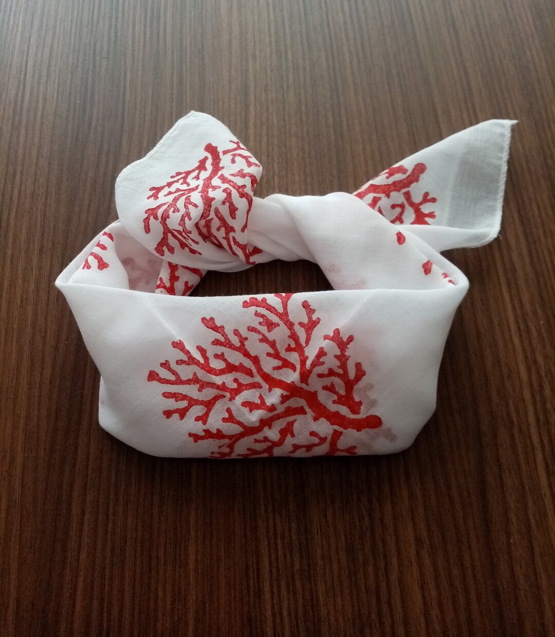 Cotton White Bandana, Red Coral Scarf, Summer Bandana,hippie Headbands ...