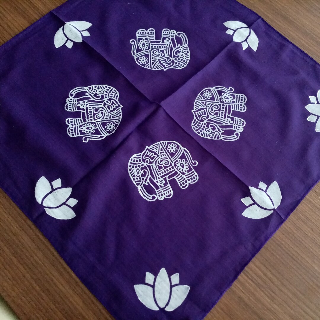 Purple Elephant Bandana, Elephant Gifts, Lotus Scarf, Birthday Gifts ...