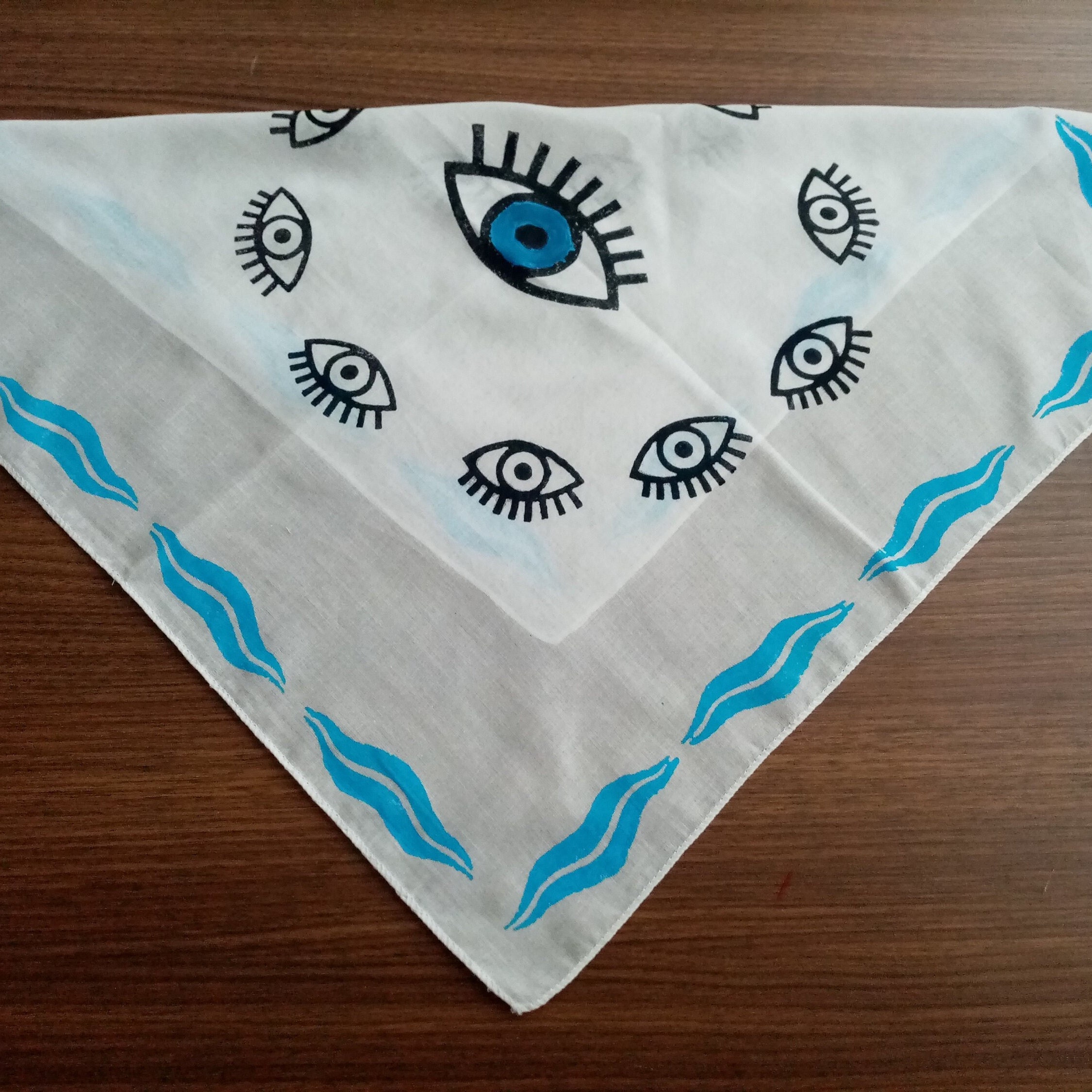 Blue Eye Cotton Bandana, Unique Gifts, Bandanna for Her, Block Print ...