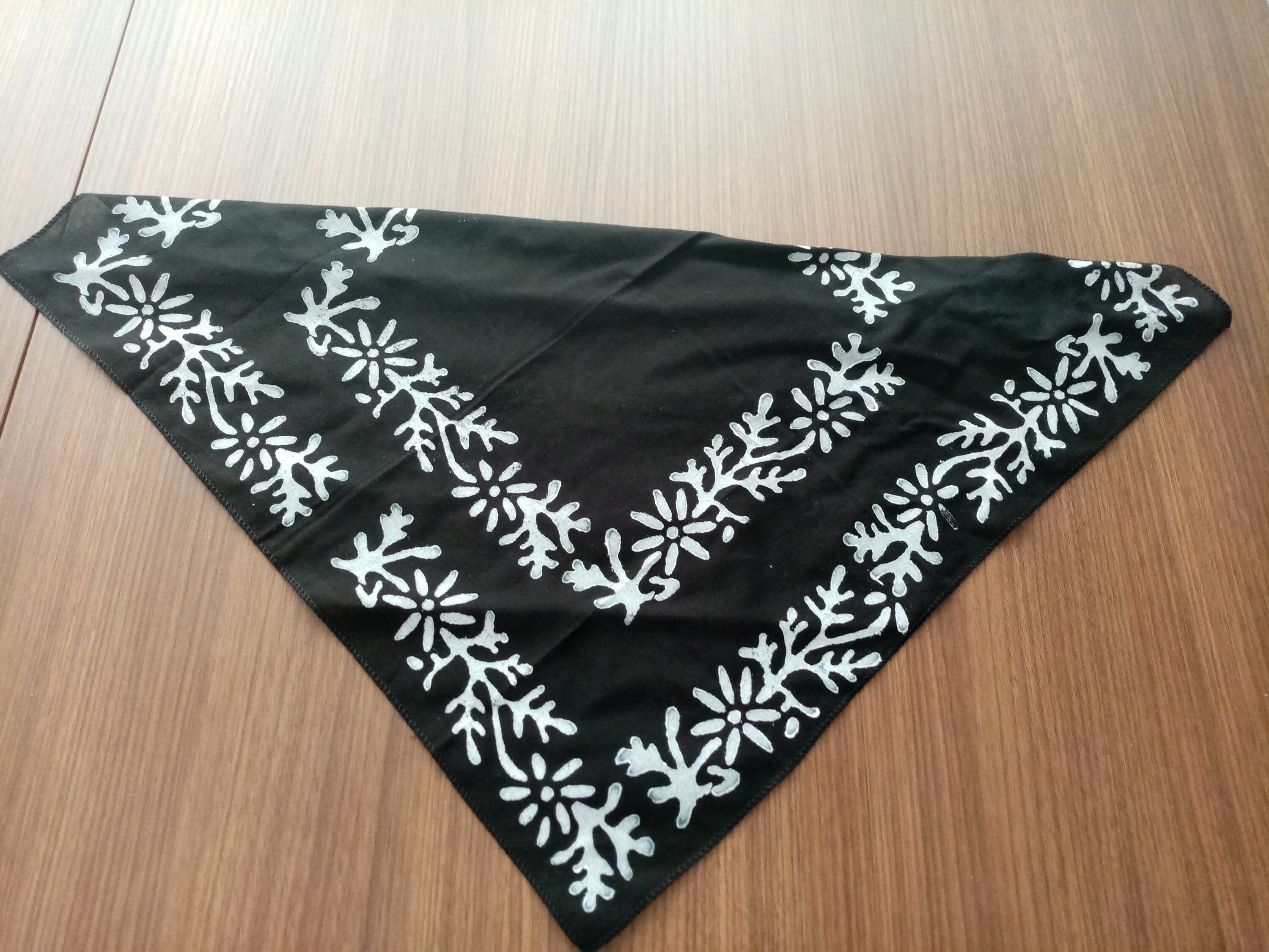 Black White Cotton Bandana, Mens Bandana, Cowboy Neck Scarf, Floral ...
