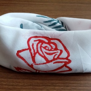 Red Rose Bandana, Flower Decor Bandanas, Boho Neck Scarf, Rose Lovers ...