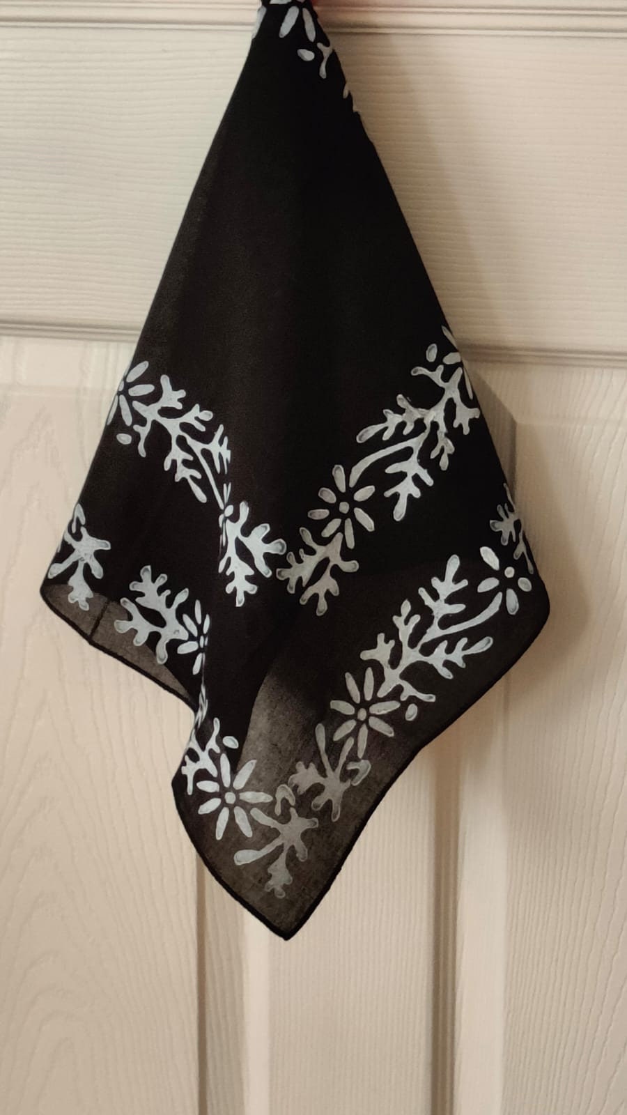 Black White Cotton Bandana, Mens Bandana, Cowboy Neck Scarf, Floral ...