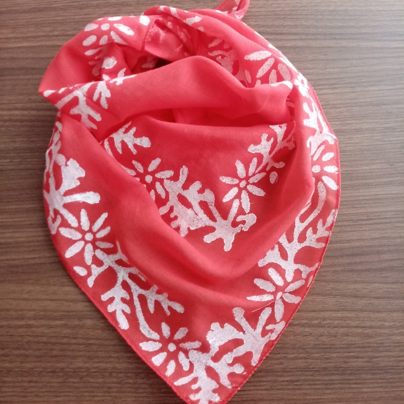 Red Cotton Bandana for Women, Red Boho Accessories, Red Small Neck ...