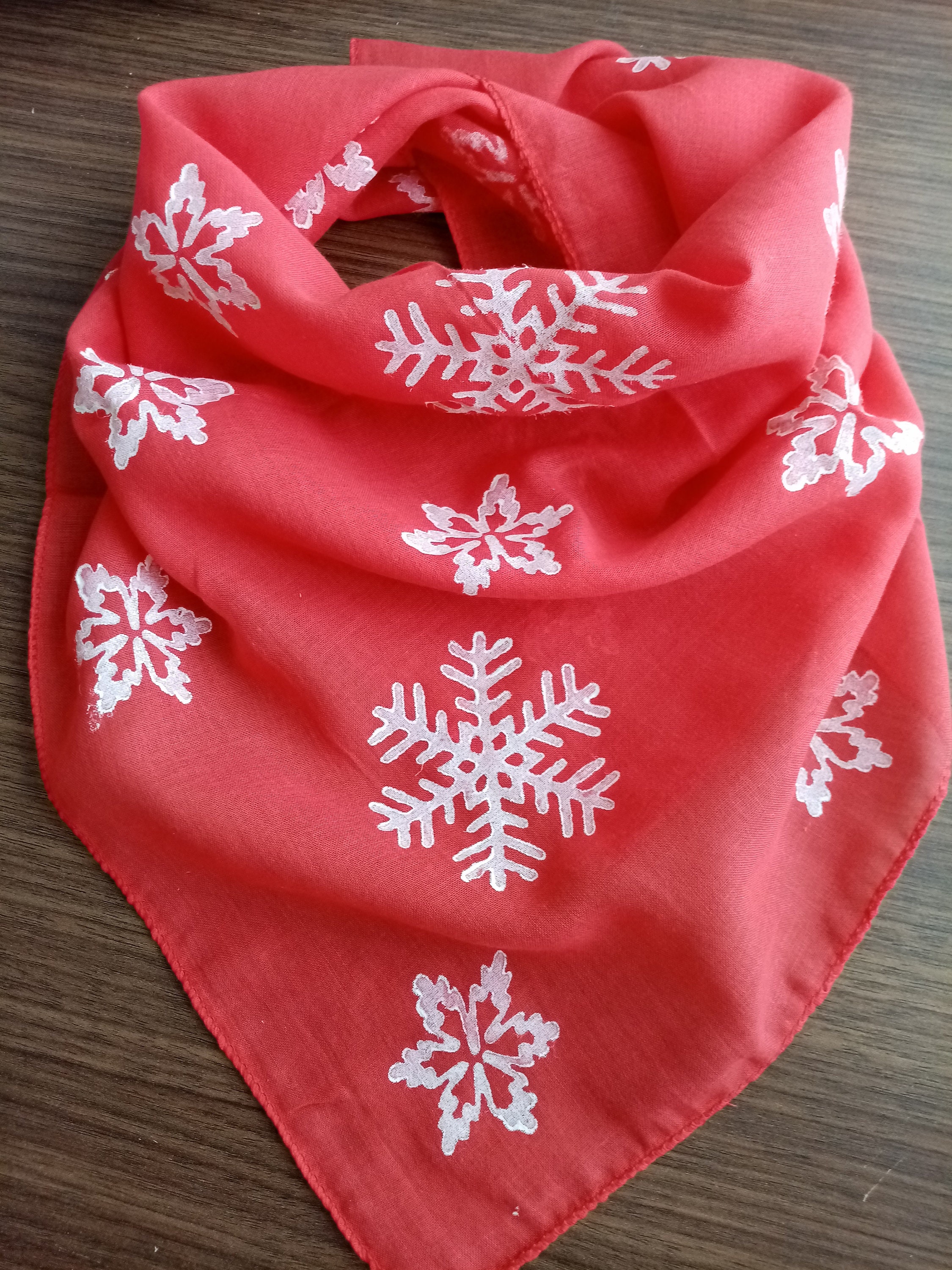 Snowflake Christmas Gifts, Snowflake Red Bandana, Snowflake Block Print ...