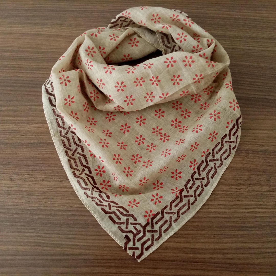 Paisley Brown Bandana, Boho Hippie Neck Scarf, Cotton Bandana Scarf ...