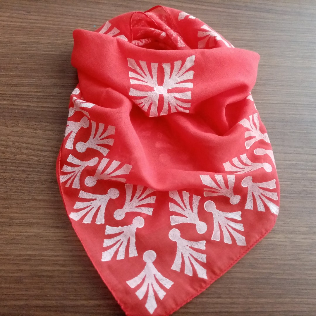 Boho Red Bandana, Headband Scarf,cotton Red Neck Scarf,modern Small ...