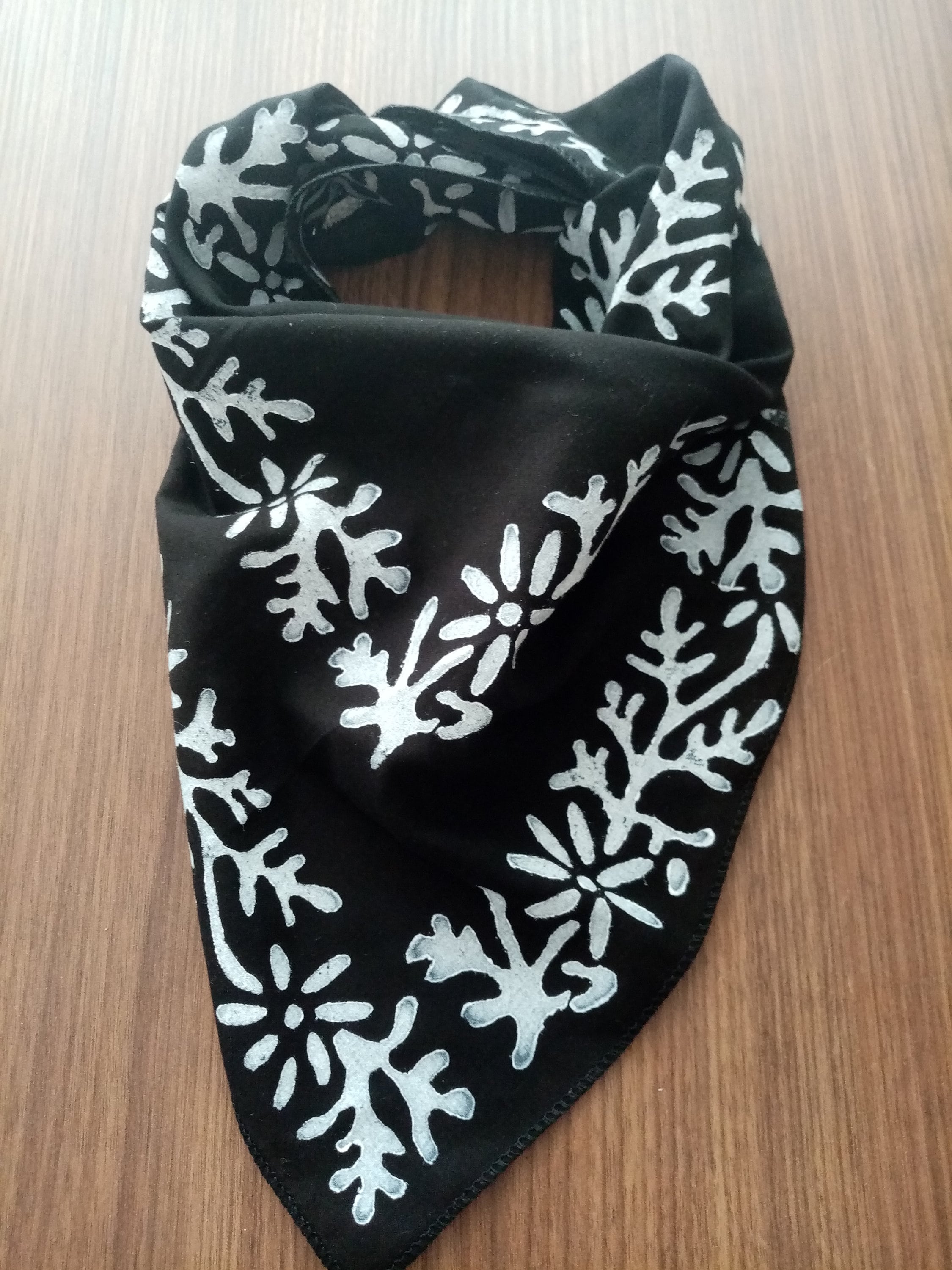 Black White Cotton Bandana, Mens Bandana, Cowboy Neck Scarf, Floral ...