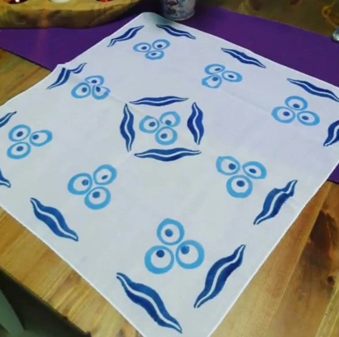 Chintamani Bandana,blue White Cotton Bandana, Spiritual Accessories ...