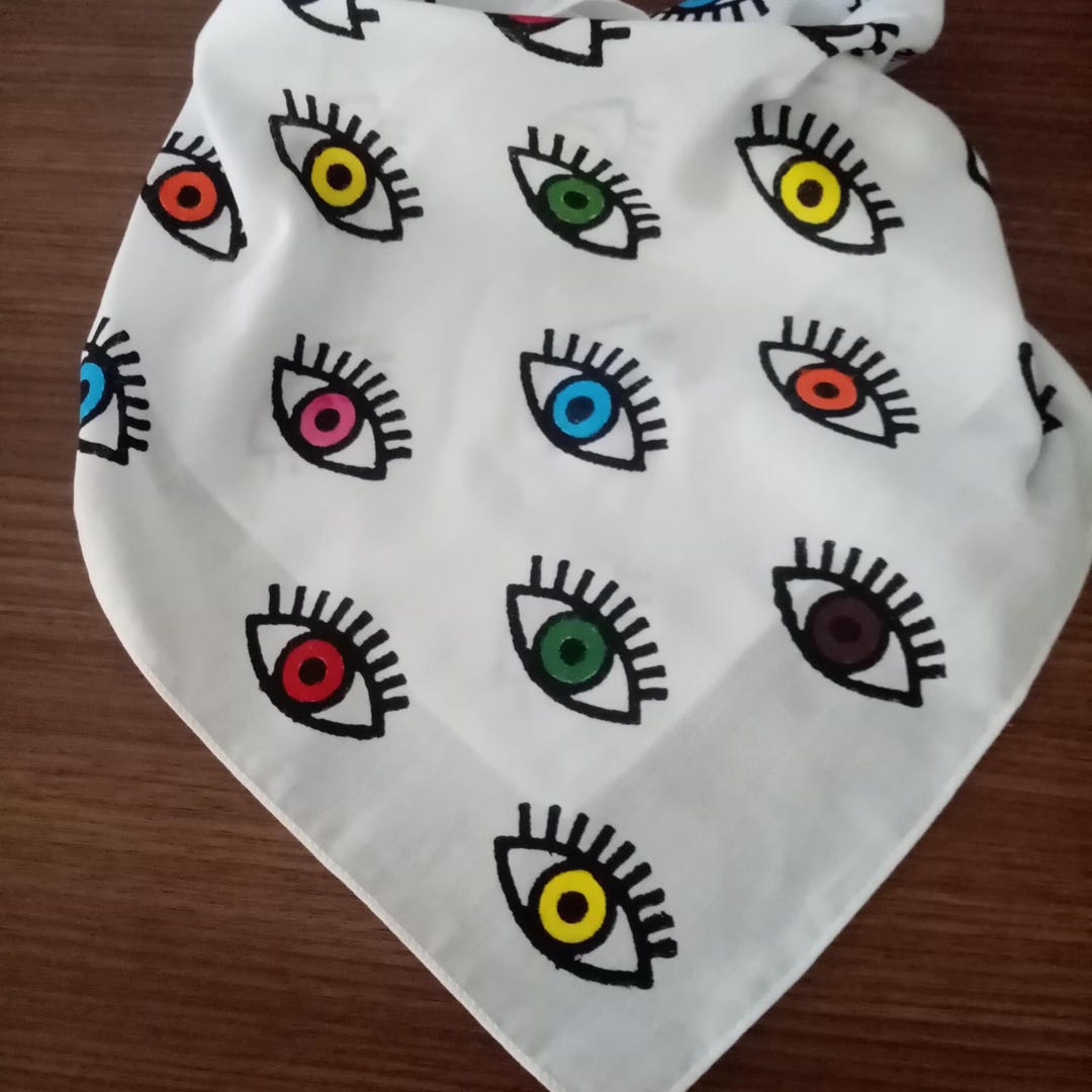 Colourful Evil Eye Bandana for Women, Blue Boho Hippie Hair Bandana ...