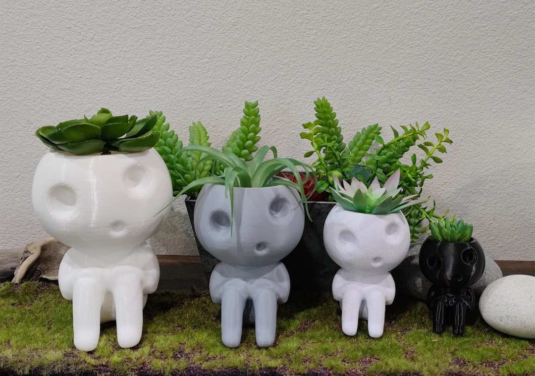 Kodama Japanese Tree Spirit Planter Succulent Air Plant Tilted Face - Etsy