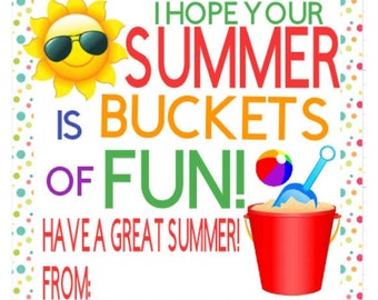 Printable Buckets of Fun Gift Tags End of School Year Gift Tags Summer ...