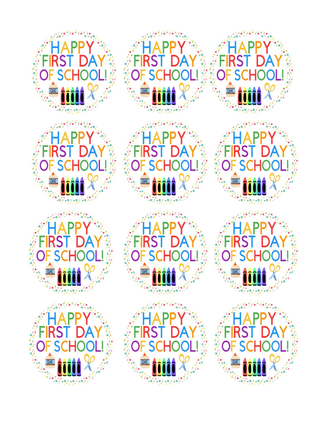 PRINTABLE Happy First Day of School Tags Gift Tags Labels - Etsy