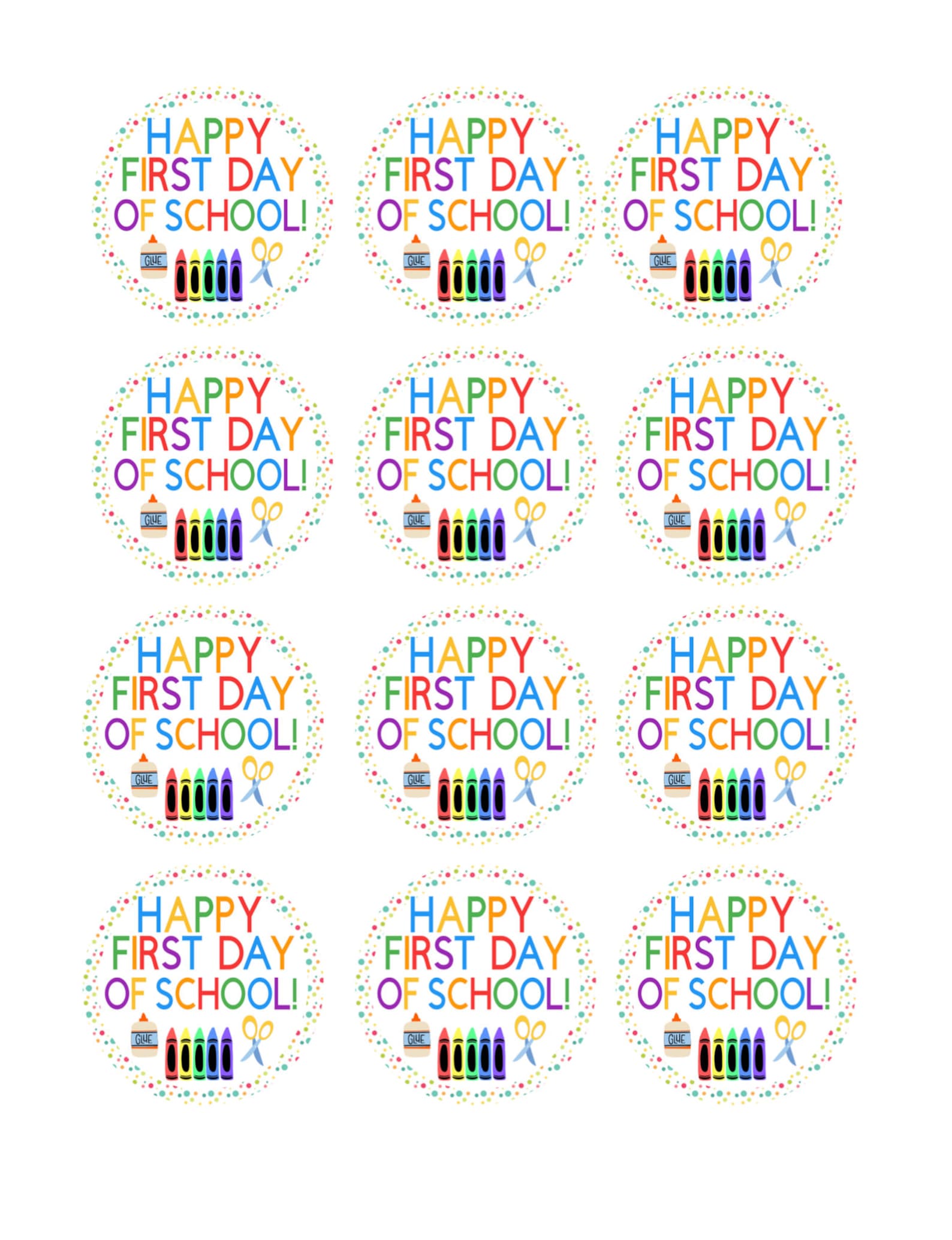 PRINTABLE Happy First Day of School Tags Gift Tags Labels - Etsy