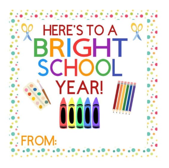 PRINTABLE Bright School Year Gift Tag First Day of School | Etsy