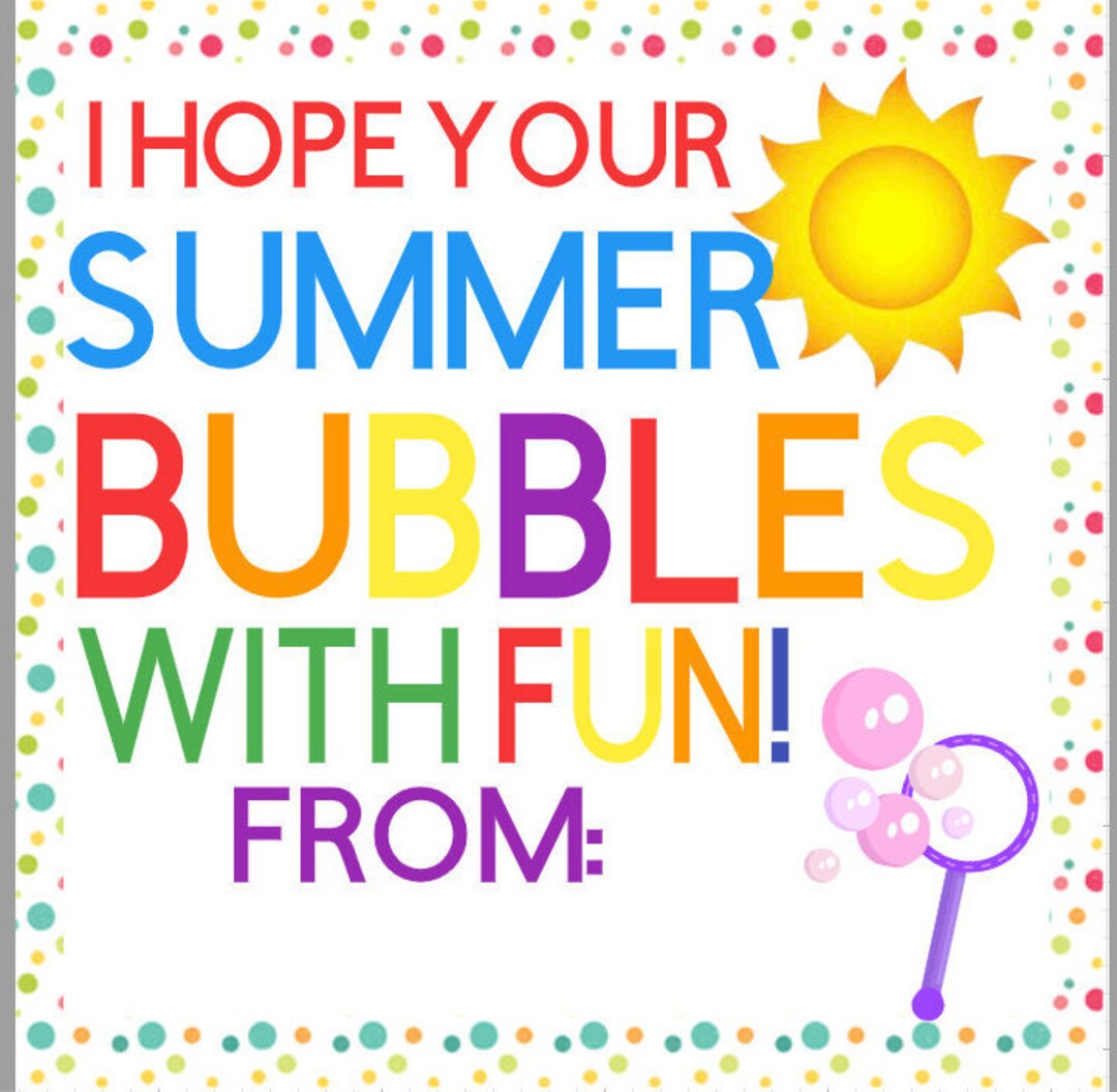 PRINTABLE Bubbles With Fun Gift Tag, End of the Year Gift Tag, Gifts ...