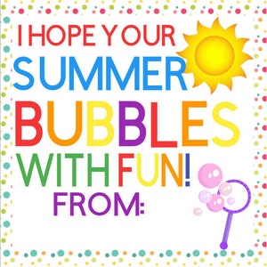 PRINTABLE Bubbles With Fun Gift Tag, End of the Year Gift Tag, Gifts ...