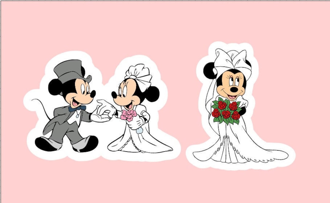 Bride and Groom Stickers ~ Waterproof ~ Wedding ~ Dress ~ Mouse ...