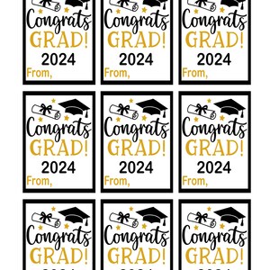 PRINTABLE Congrats Grad Gift Tag ~ Graduation ~ Party Favor Tags ...