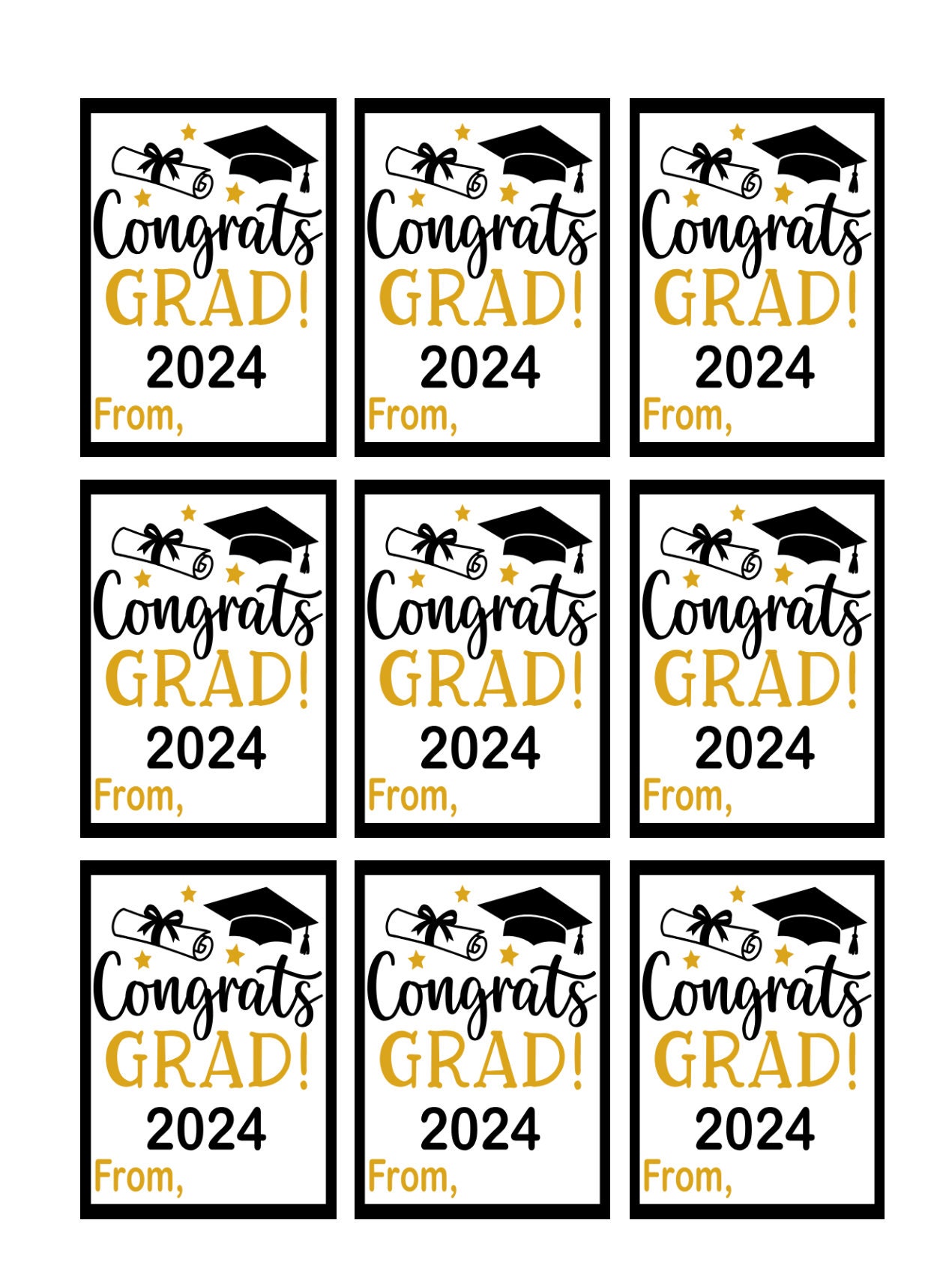 PRINTABLE Congrats Grad Gift Tag ~ Graduation ~ Party Favor Tags ...