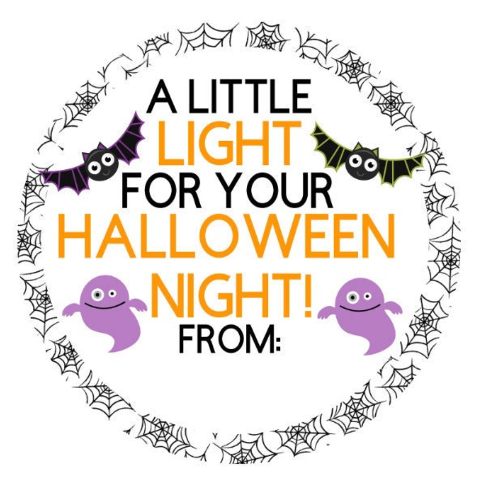 PRINTABLE Light for Halloween Night Gift Tag, Halloween, Glow Sticks ...