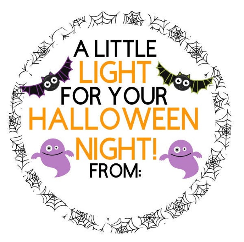 PRINTABLE Light for Halloween Night Gift Tag Halloween Glow - Etsy
