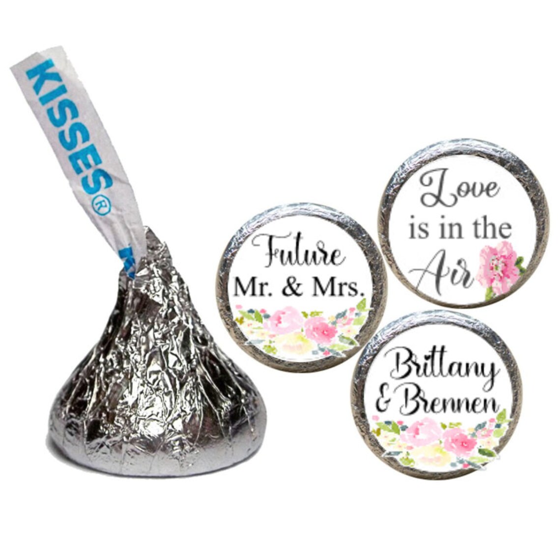 80 Hershey Kiss Stickers ~ Floral ~ Engagement Party ~ Wedding ~ Bridal ...