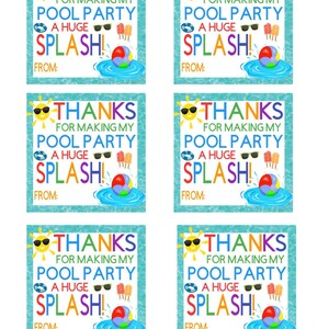 PRINTABLE Pool Party Tags, Gift Tags, Swim Tags, Favor Tags, Thank You ...