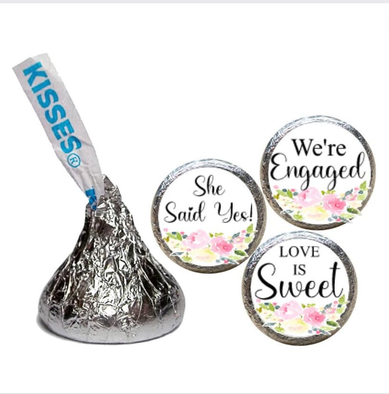 80 Hershey Kiss Stickers ~ Floral ~ Engagement Party ~ Wedding ~ Bridal ...
