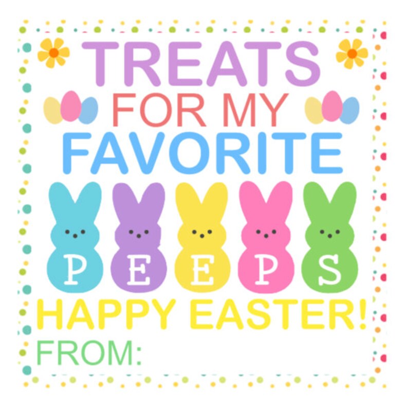 PRINTABLE Easter Gift Tag treats for Favorite Peeps - Etsy