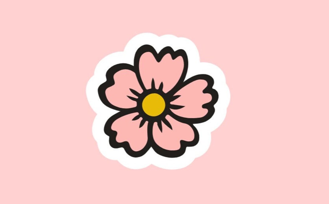 Pink Flower Sticker ~ Waterproof ~ Laptop ~ Water Bottle ~ Decal ~ Gift ...