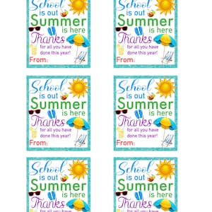 PRINTABLE School is Out Summer is Here Thank You Tag, End of Year Gifts ...