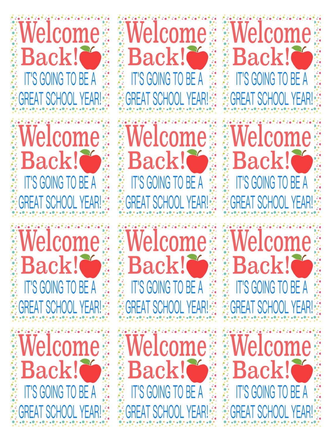 PRINTABLE Welcome Back to School Tags First Day of School | Etsy