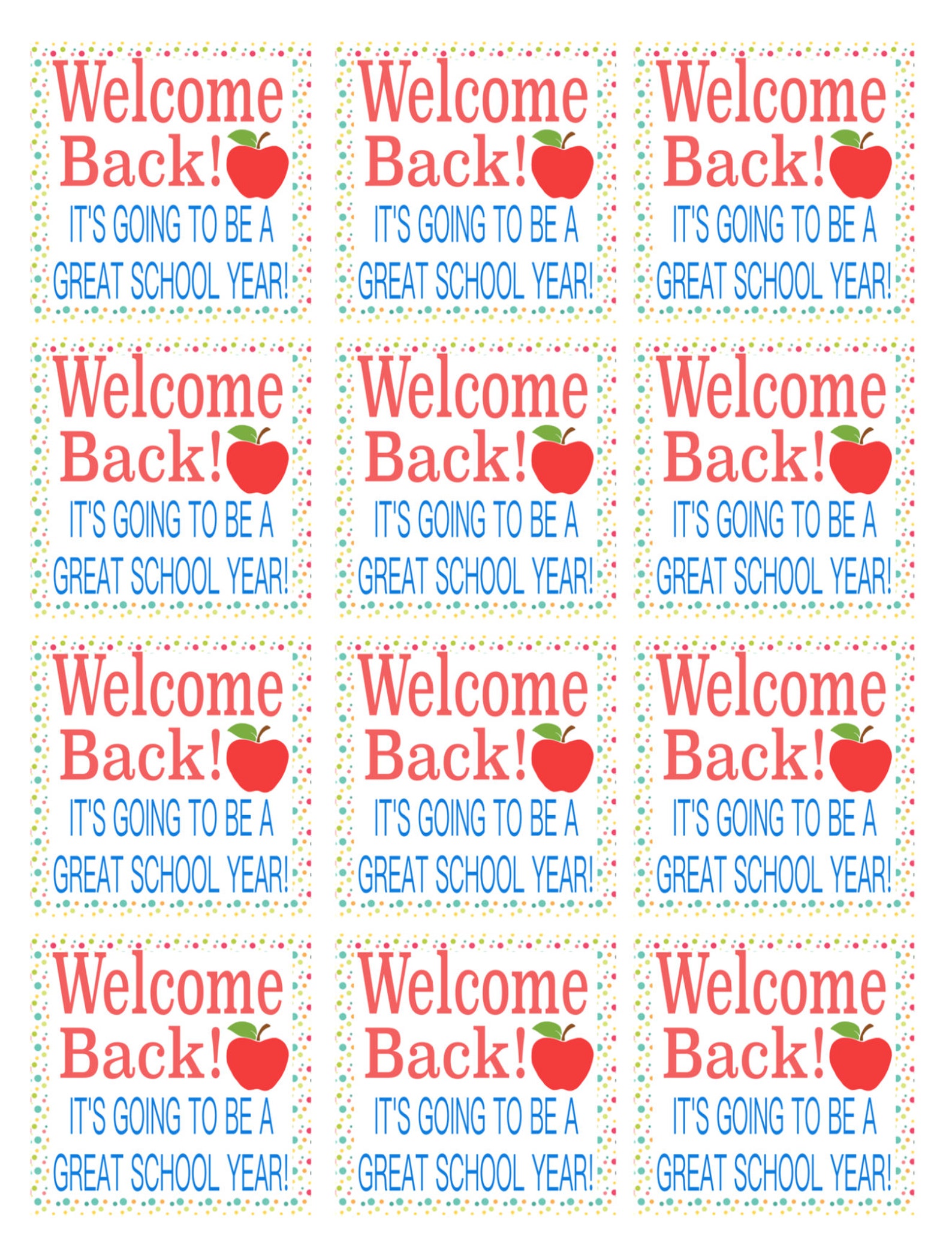 PRINTABLE Welcome Back to School Tags First Day of School | Etsy