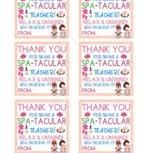 PRINTABLE Spa-tacular Teacher Gift Tag, Teacher Appreciation Gift Tag ...