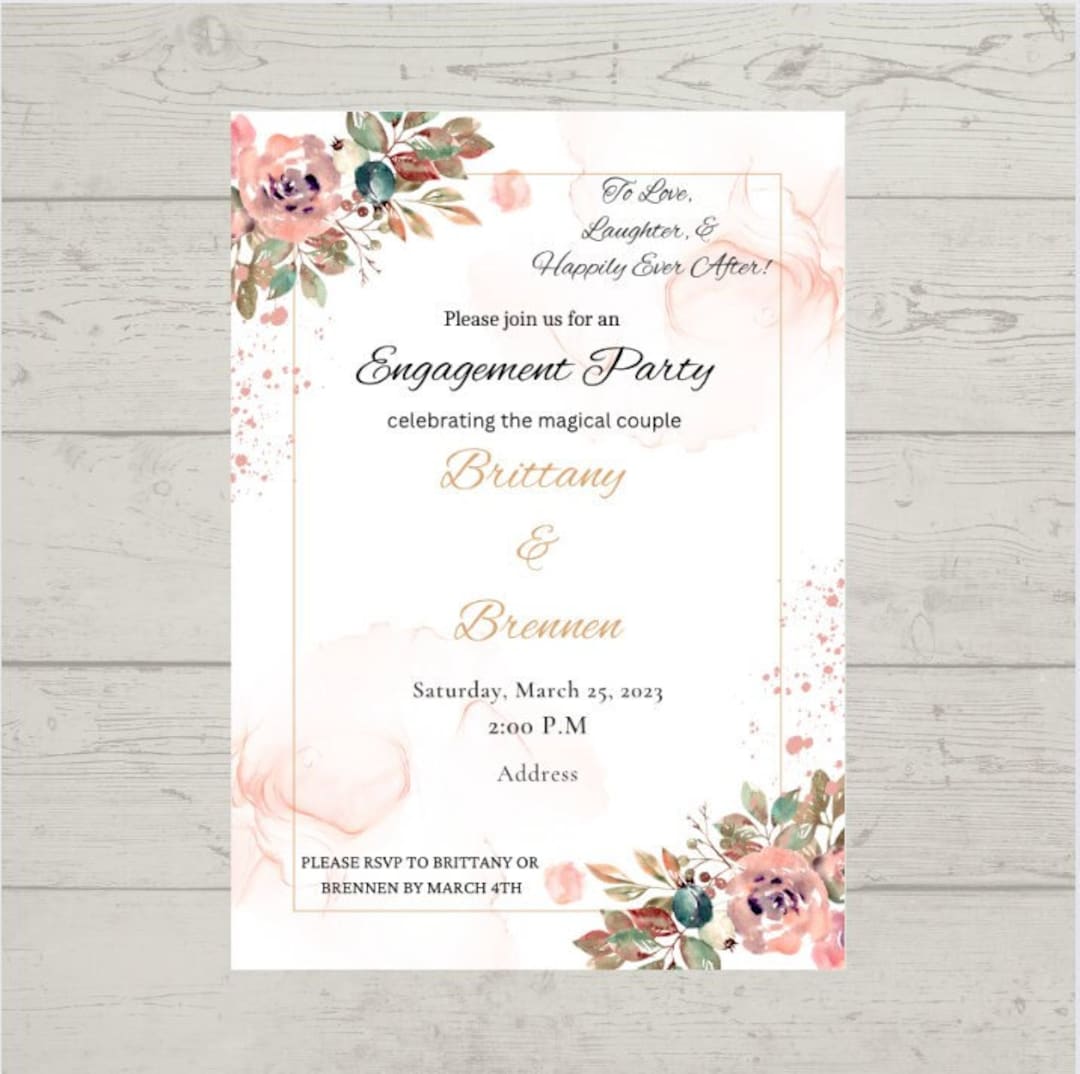 Editable Engagement Party Invitation Template Order Edit and Download ...