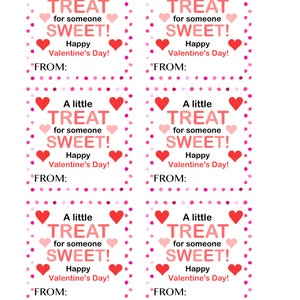 PRINTABLE Valentine's Day Gift Tag ~ Treat for Someone Sweet ~ From/for ...
