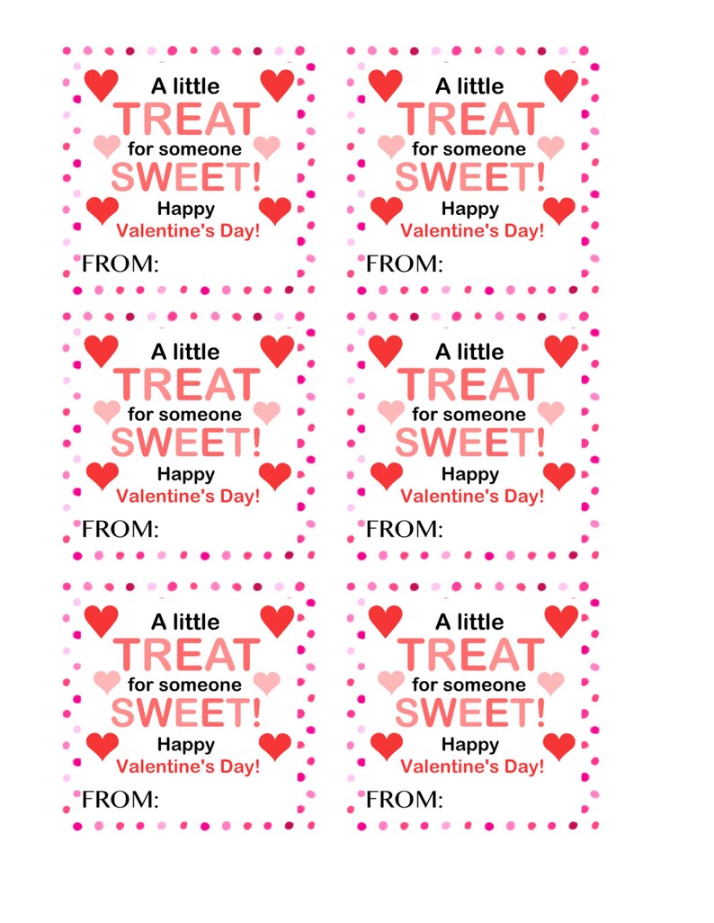 PRINTABLE Valentine's Day Gift Tag ~ Treat for Someone Sweet ~ From/for ...