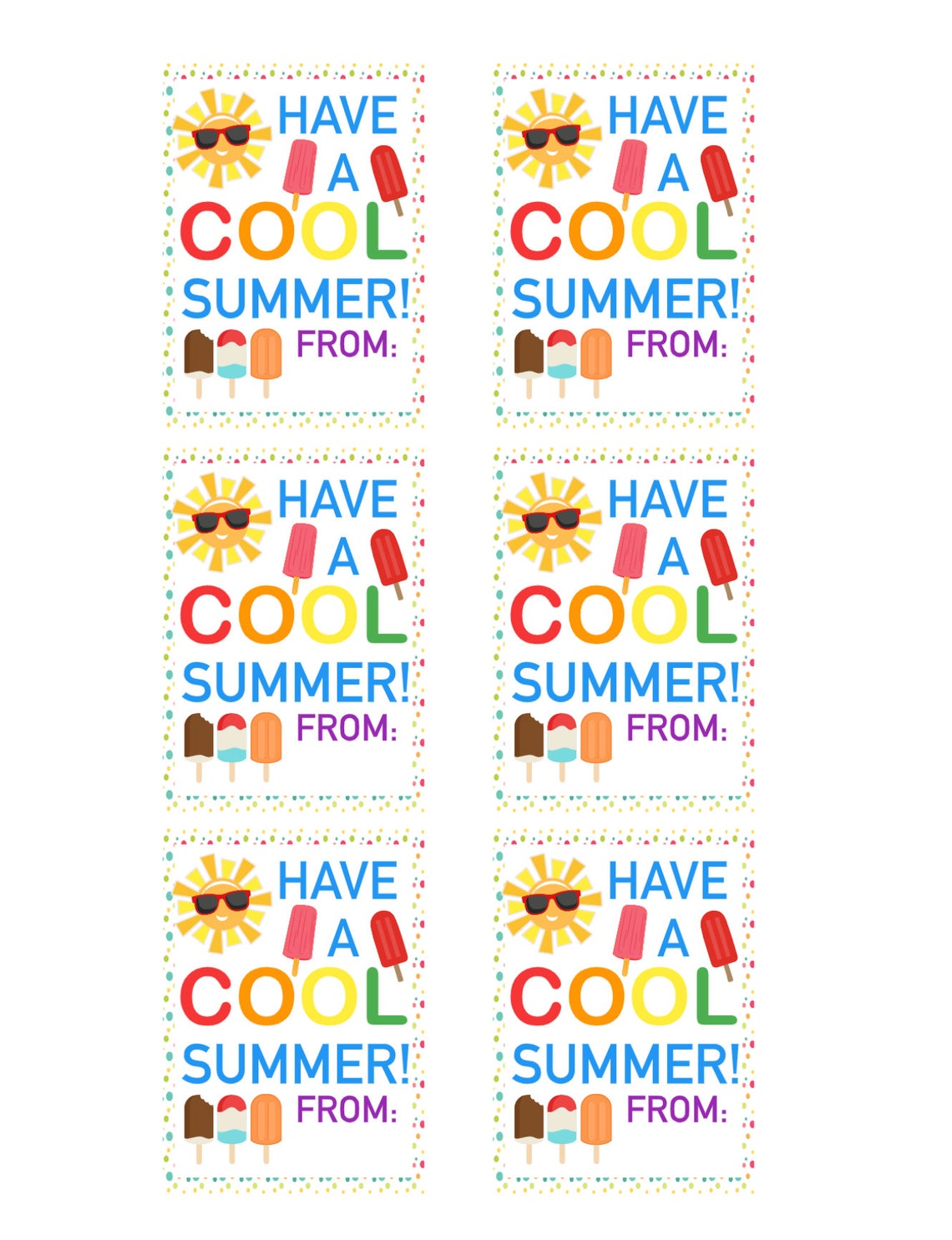 PRINTABLE Have A Cool Summer Gift Tag Ice Pop Summer End - Etsy