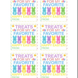 PRINTABLE Easter Gift Tag ~treats for Favorite Peeps ~ From/for ...