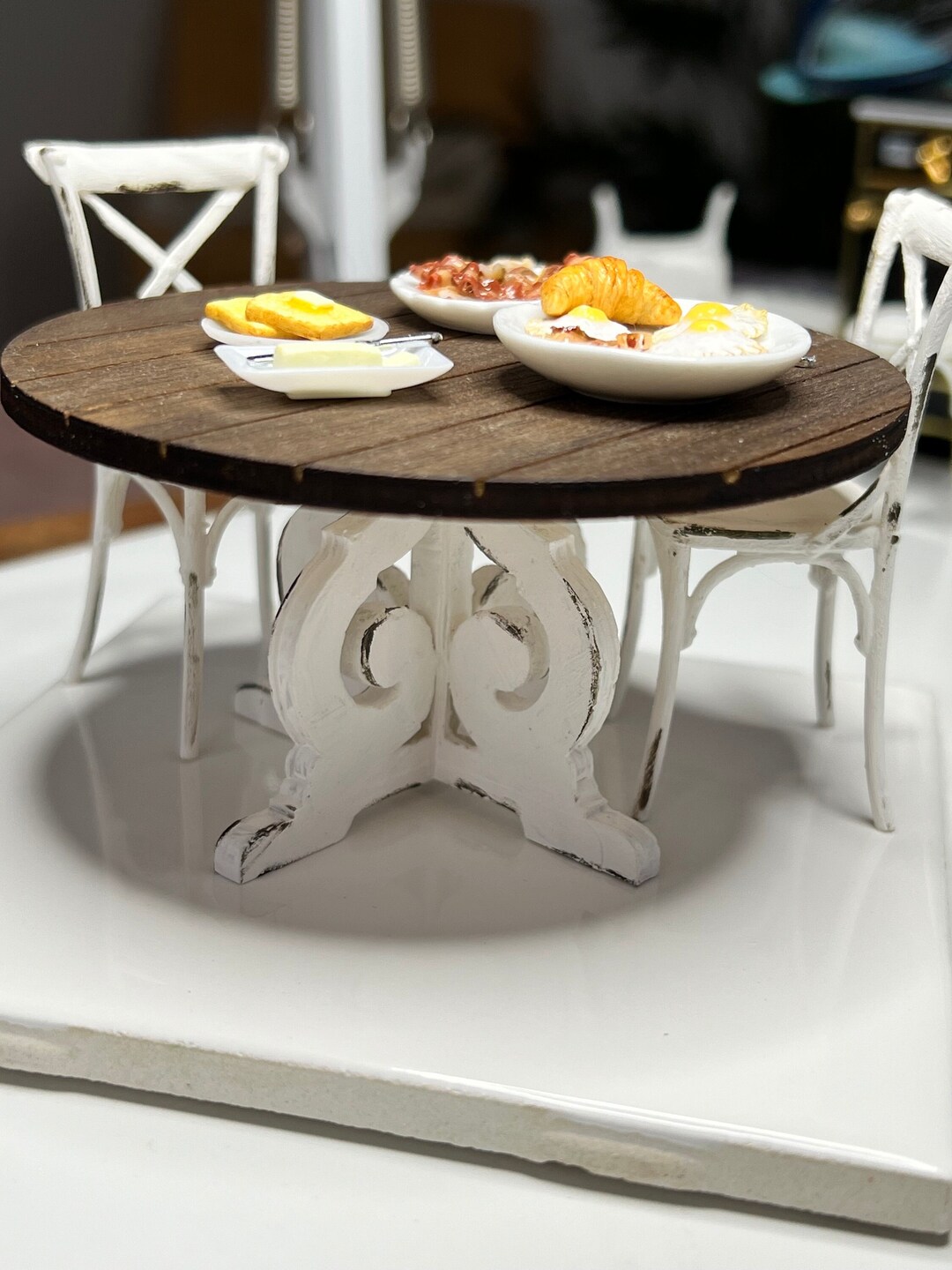 Dollhouse Miniature Swirl Pedestal Table | Laser Cut and Mini Dining ...