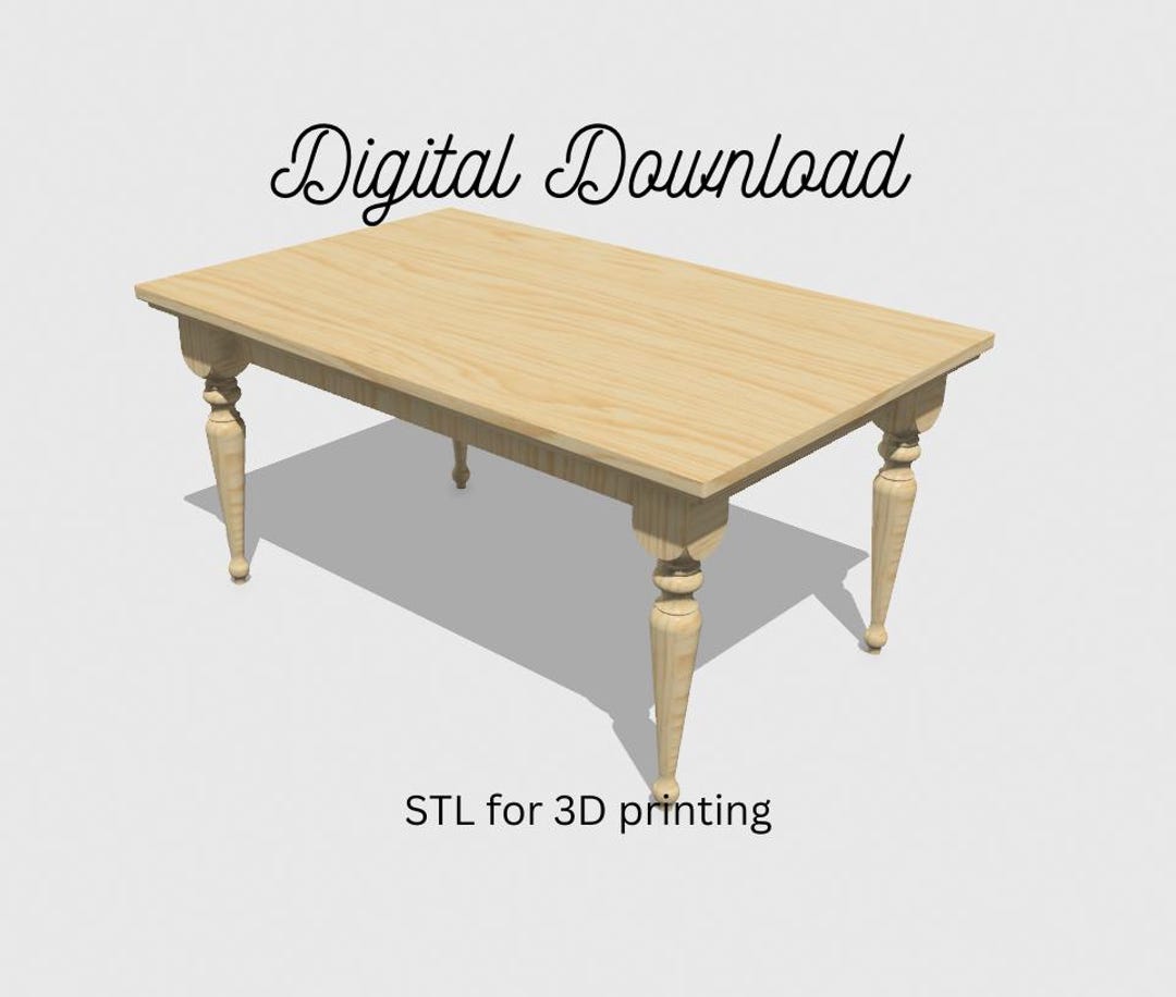 Miniature Dining Table STL File | Turned Leg 1:12 Scale Dollhouse ...