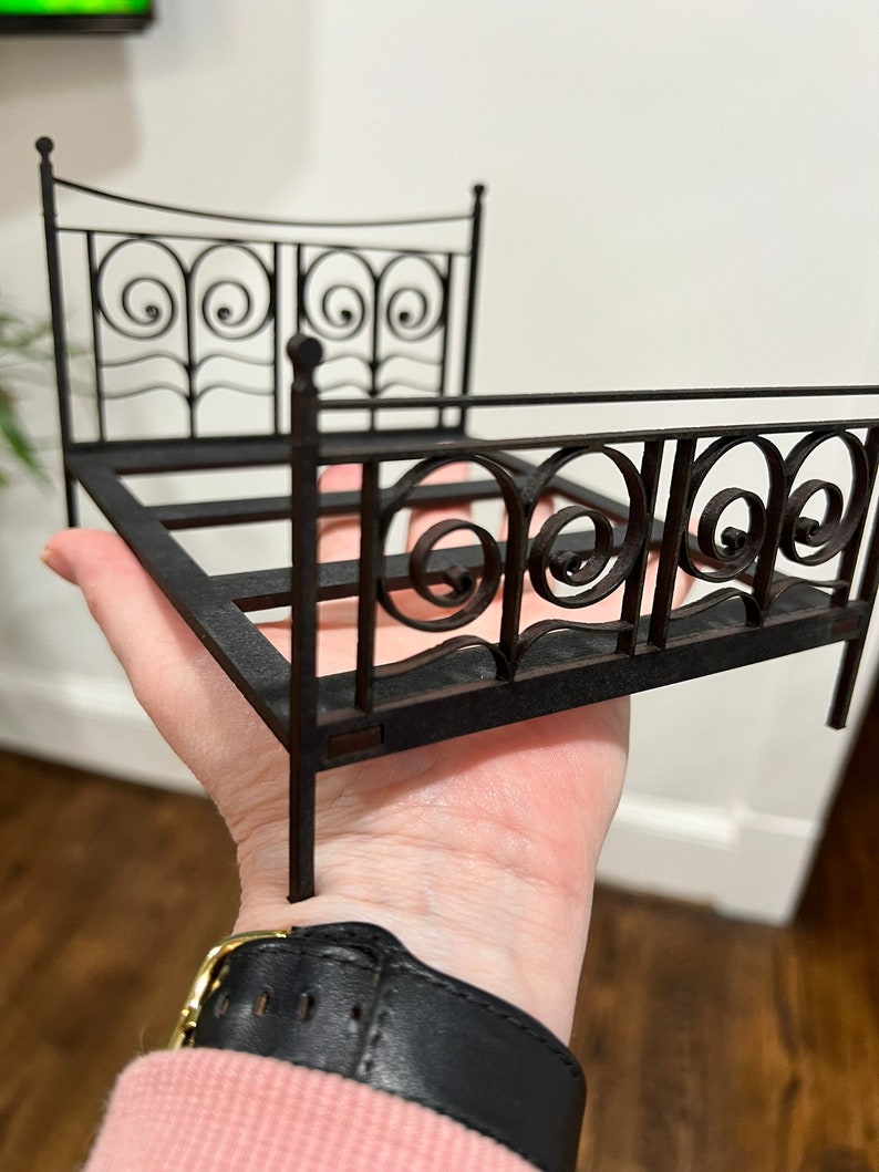 DIY Dollhouse Miniature Bed Kit – 1:12 Scale Wrought Iron Style ...