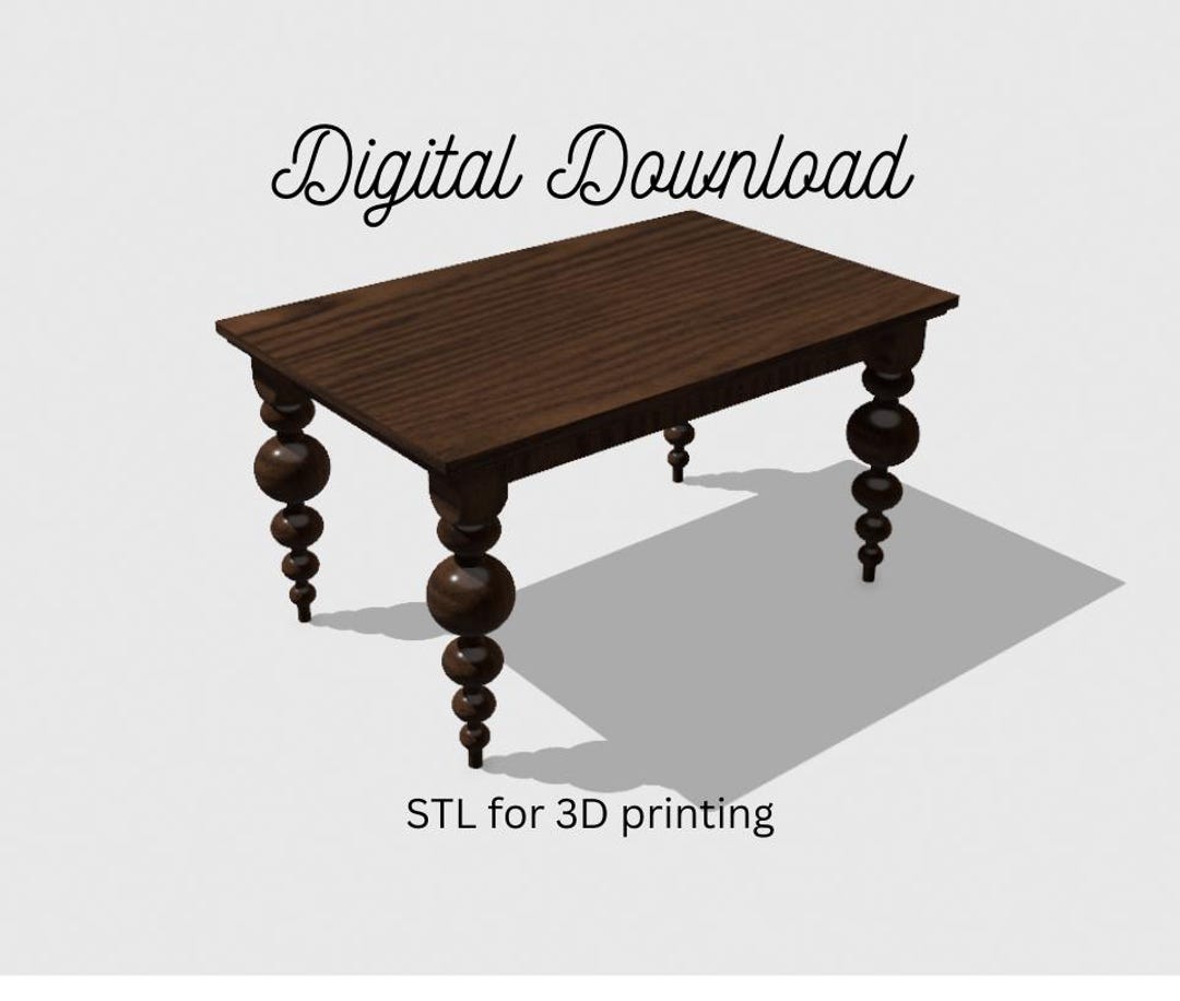 Miniature Modern Bubble Leg Dining Table STL | File for 1:12 Scale ...