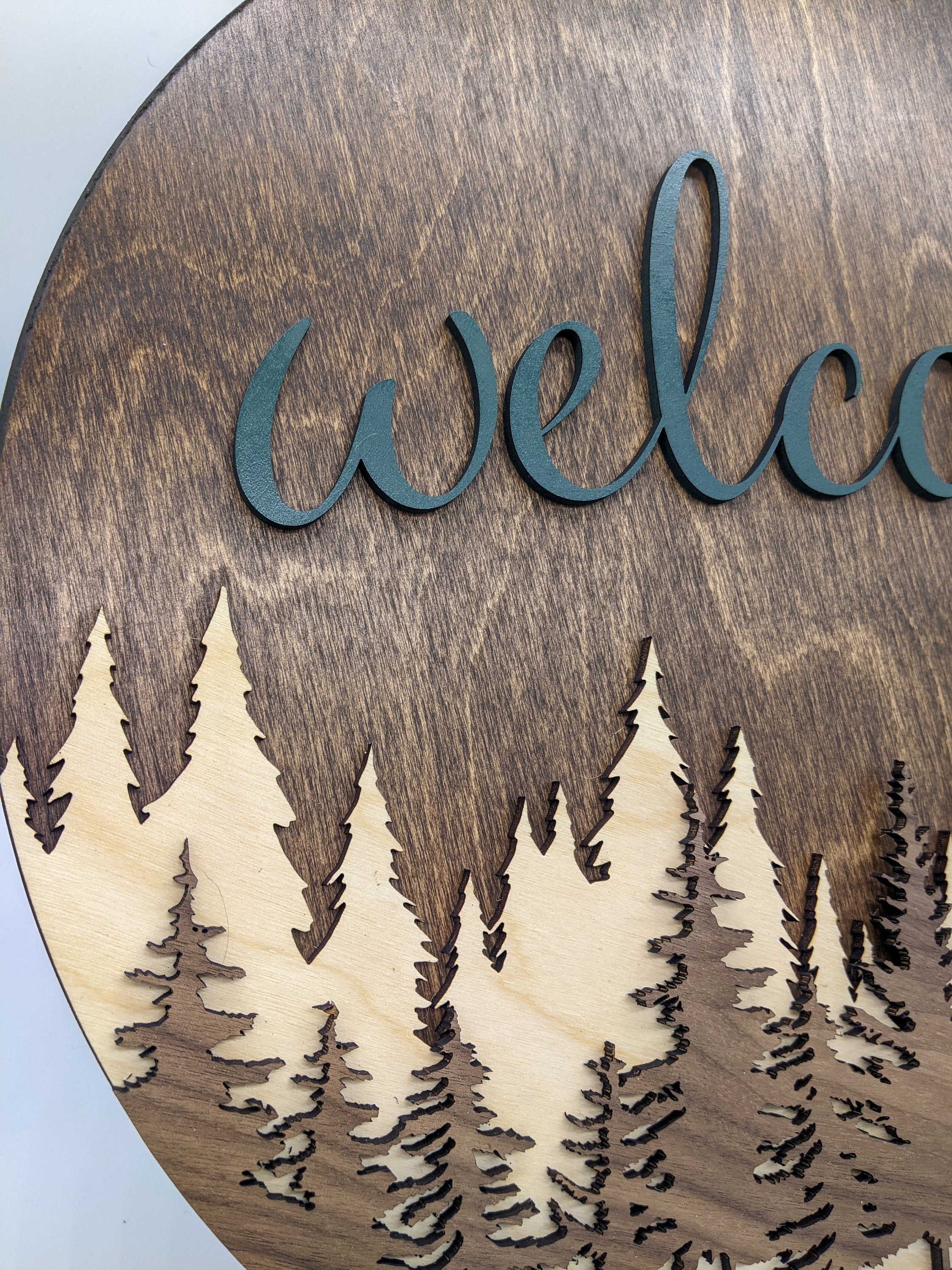 Welcome Sign, Forest Sign, Round Sign, Housewarming Gift, Tree Sign ...